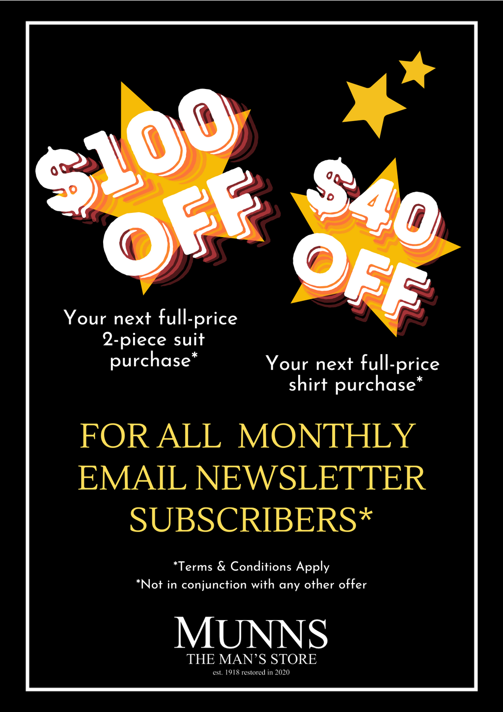 Promotions – Munns the Man's Store