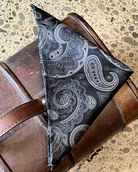 Parisian | Pocket Square | Black & Grey Paisley – Munns the Man's Store